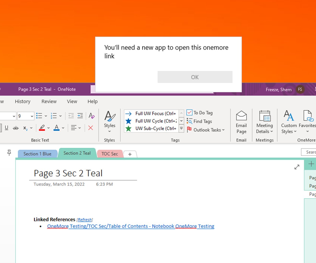 Refresh not working for linked references · Issue #480 · stevencohn/OneMore · GitHub