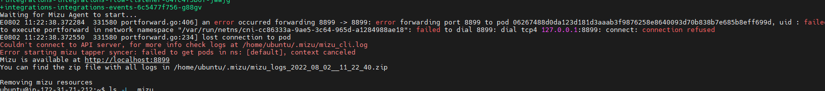 mizu tap fails with "Connection Refused" on forwarding 8899->8899 on AWS machine · Issue #1213 ...