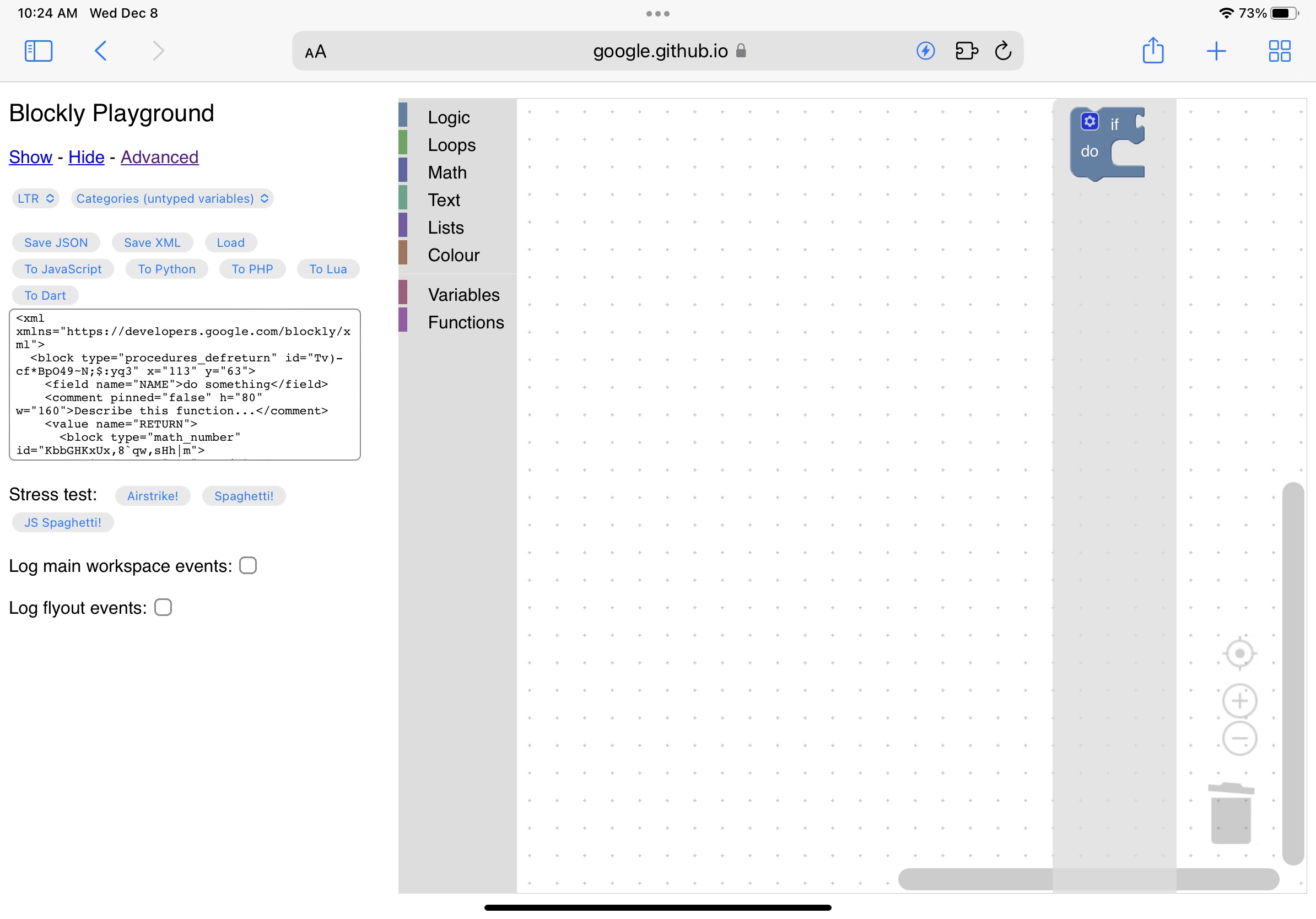 Trashcan flyout is not repositioned when device is rotated · Issue #5799 · google/blockly · GitHub