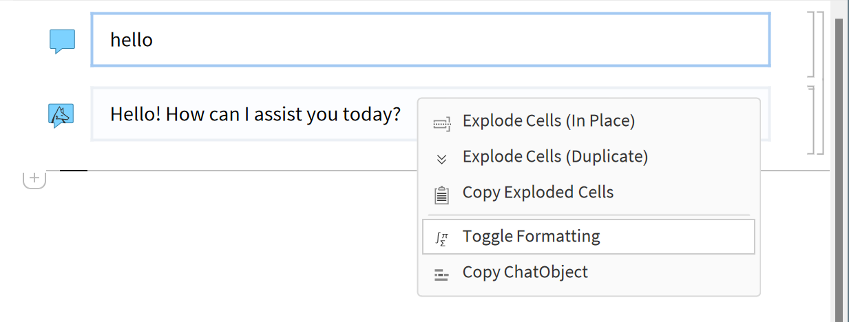 Chat Output Menu: Toggle Formatting is Not Implemented · Issue #160 · WolframResearch/Chatbook ...