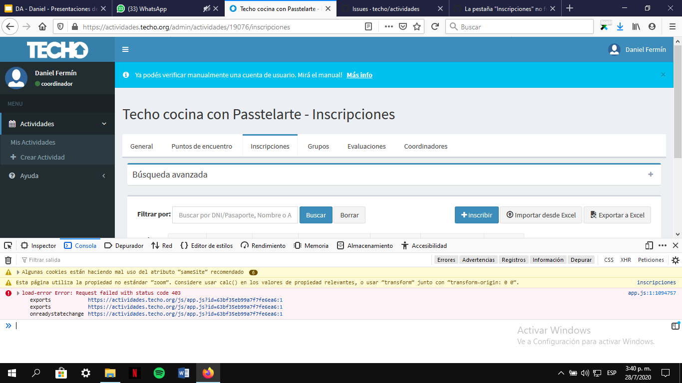 La pestaña "Inscripciones" no funciona · Issue #593 · techo/actividades · GitHub