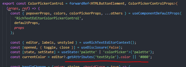 Rich Text Editor's color picker now showing black color as default in ...