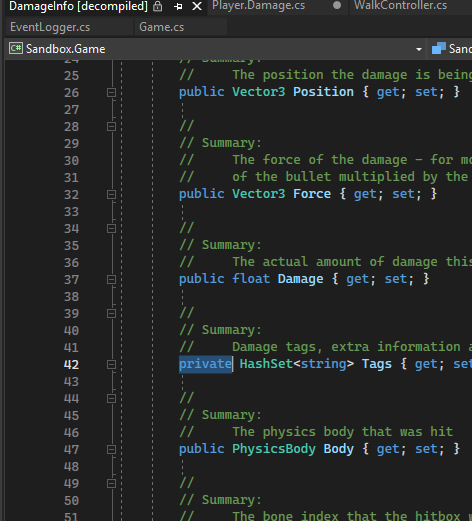 Tags in DamageInfo is private with no way to retrieve them. · Issue #2675 · Facepunch/sbox ...