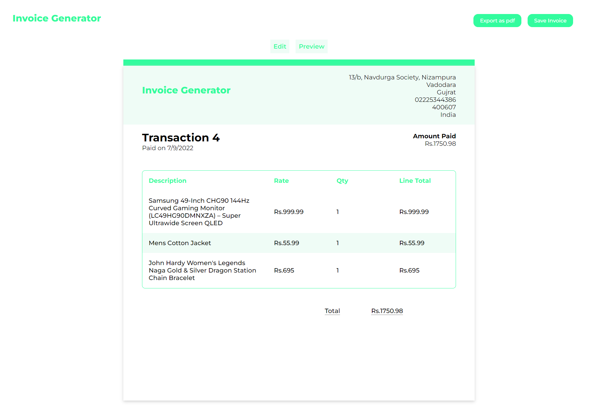 GitHub - Ankur21980/Invoice-generator