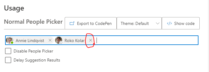 From peoplepicker which user is removed on click of remove (X) icon after selection of user ...