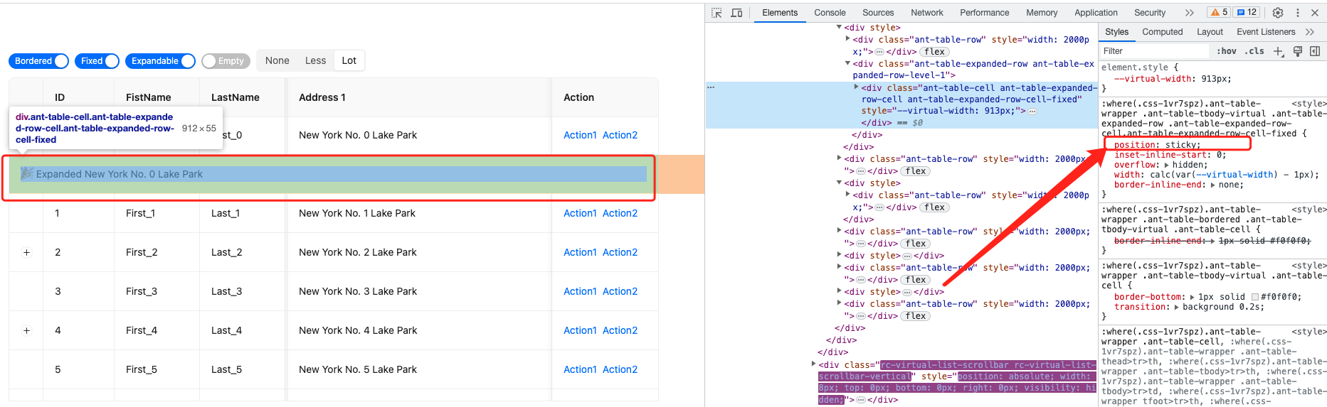 Expandable Fixed Is Not Work · Issue 1025 · React Component Table · Github