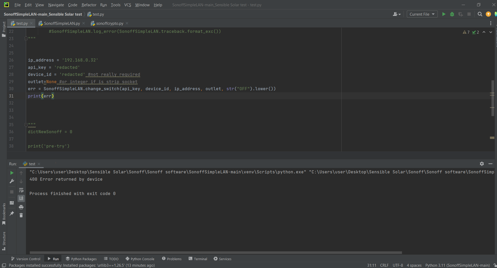 400 Error returned by device · Issue #1 · dauheeIRL/SonoffSimpleLAN · GitHub