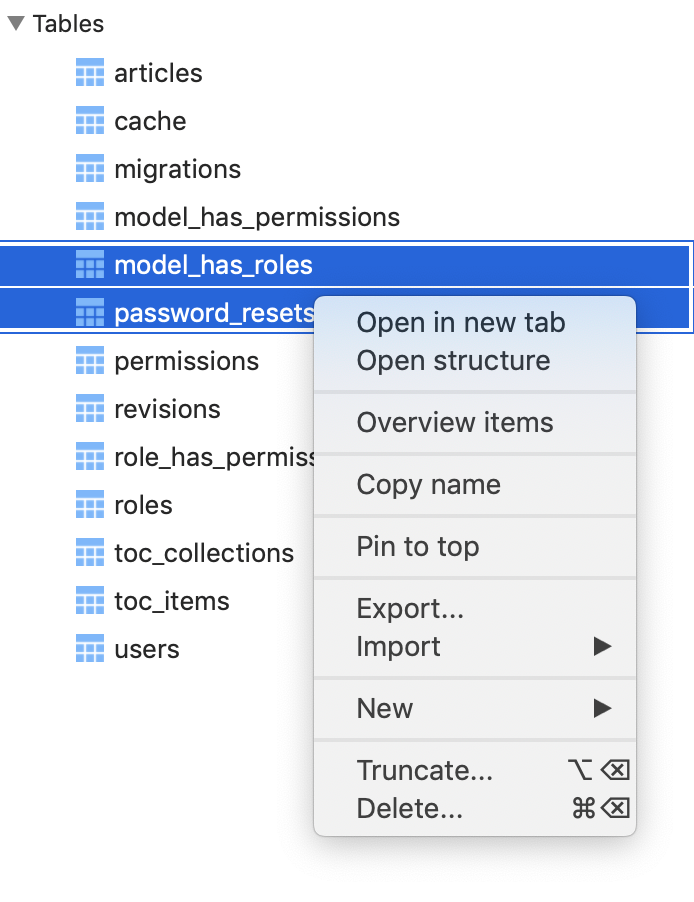 Table List contextual menu is inconsistent and unpredictable · Issue #1464 · TablePlus/TablePlus ...