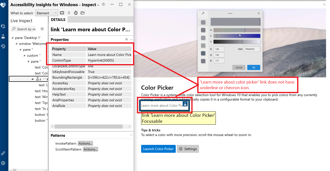[Welcome to PowerToys - Color Picker]: 'Learn more about color picker ...
