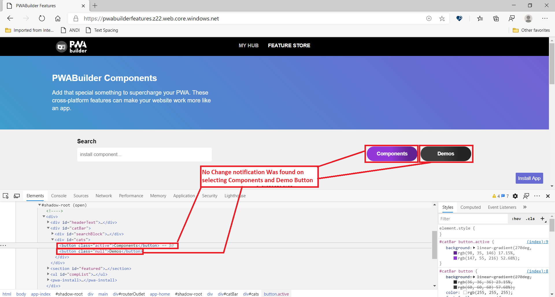 [Screen Readers - PWA Builder - PWA Builder Feature]: Screen reader ...