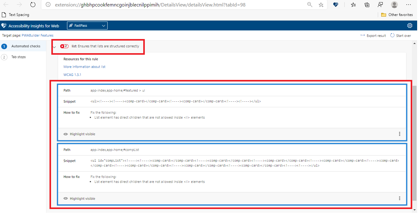 WCAG 1.3.1: Ensures that lists are structured correctly (ul) · Issue #829 · pwa-builder ...