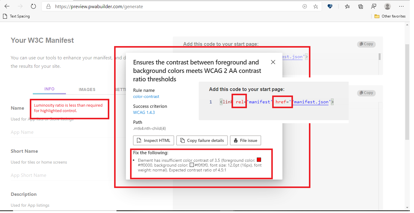 WCAG 1.4.3: Ensures the contrast between foreground and background ...