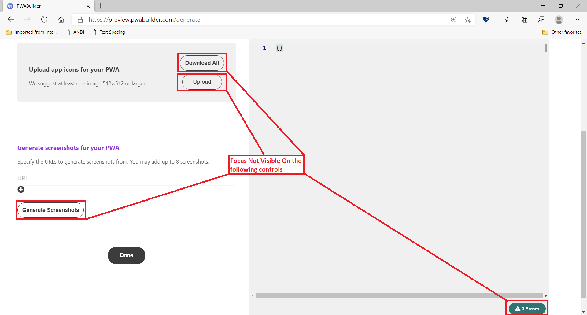 [Keyboard Navigation - PWA Builder - PWA Builder Generate] : Keyboard Focus Indicator is not ...