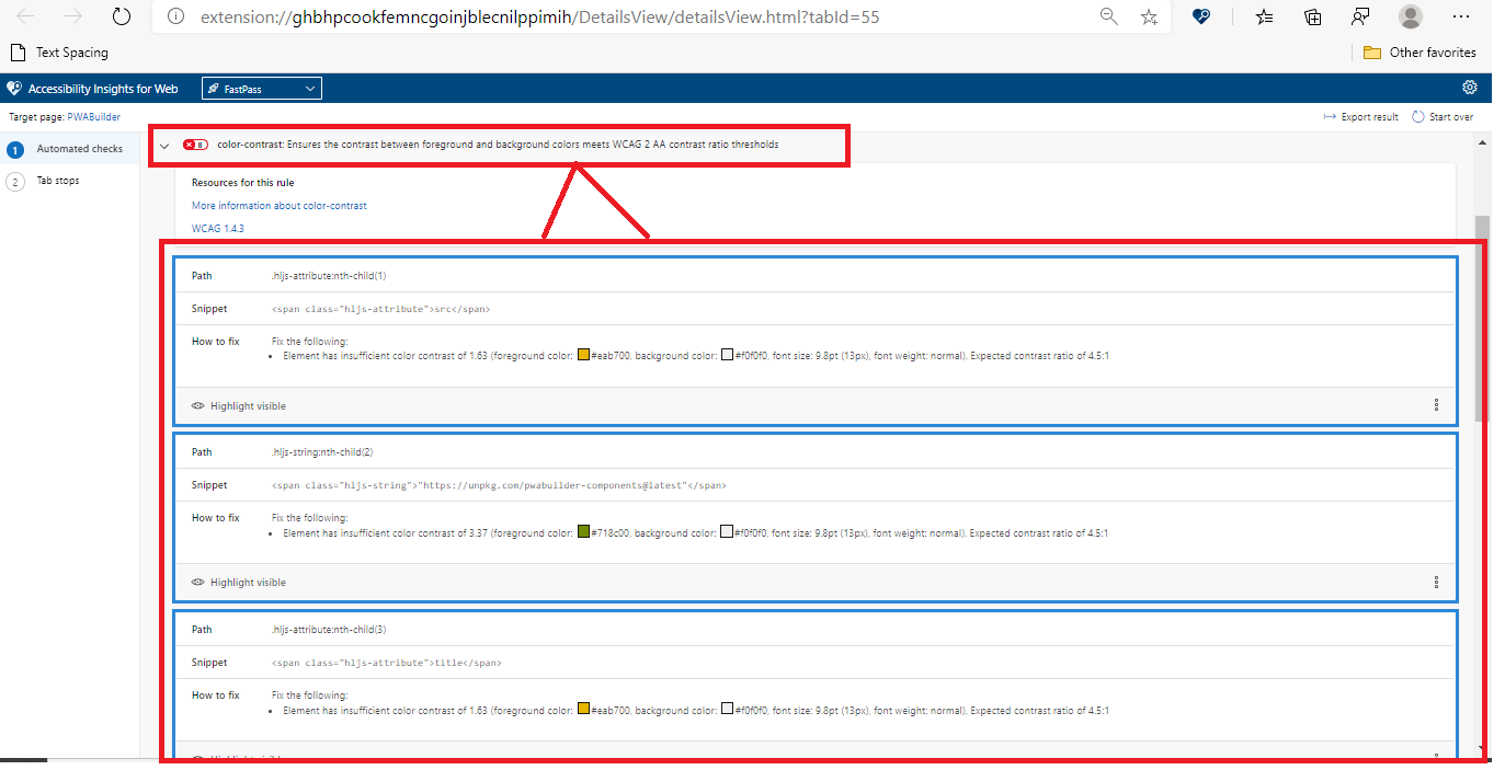 WCAG 1.4.3: Ensures the contrast between foreground and background ...