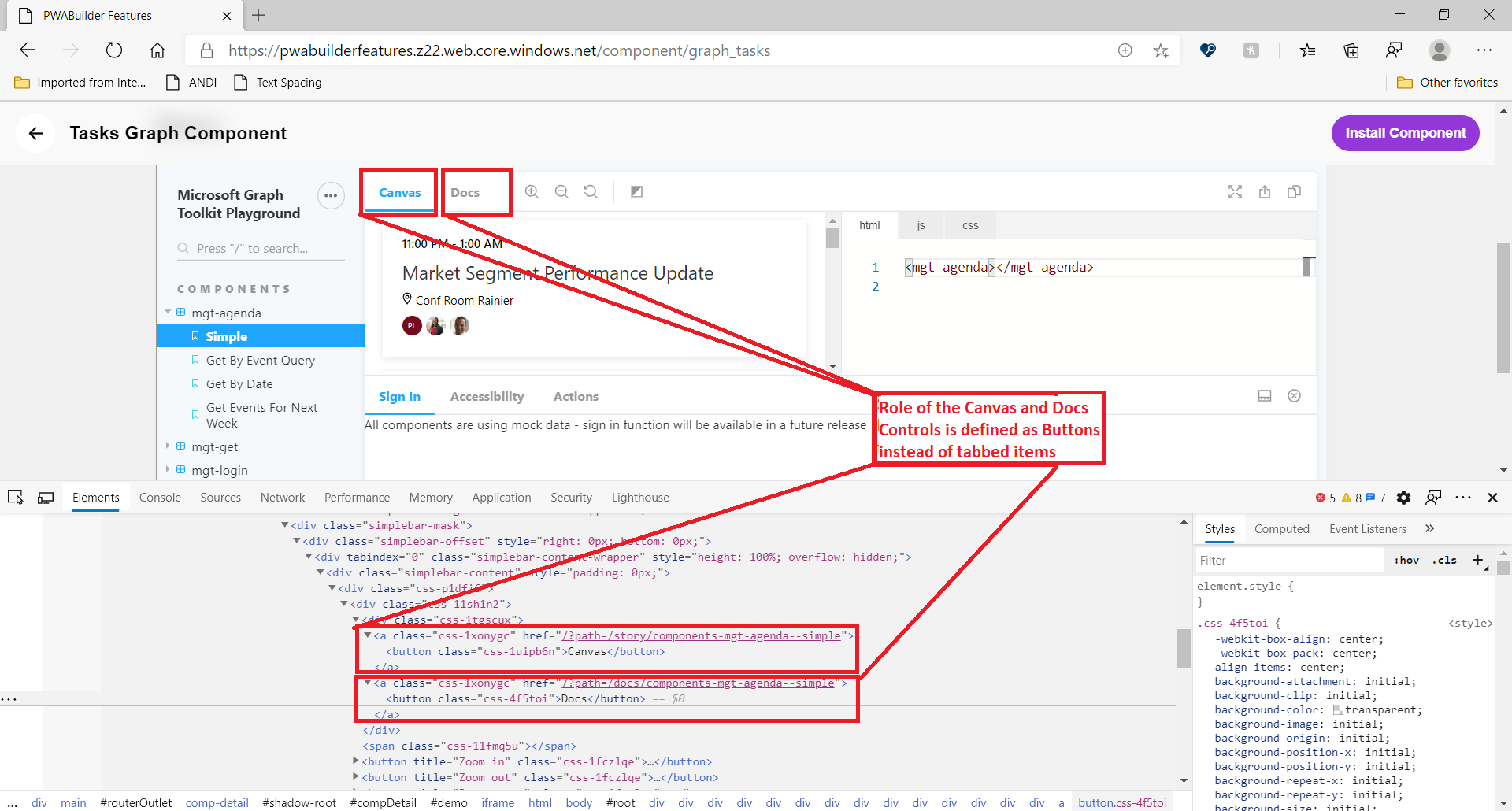[Screen Reader - PWA Builder - PWA Builder Task Graph] : Role tab item should be defined for ...