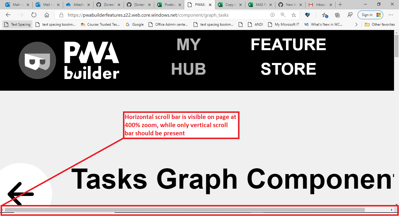 [Supporting The Platform - PWA Builder -PWA Builder Task Graph] : At 400% horizontal bar is ...