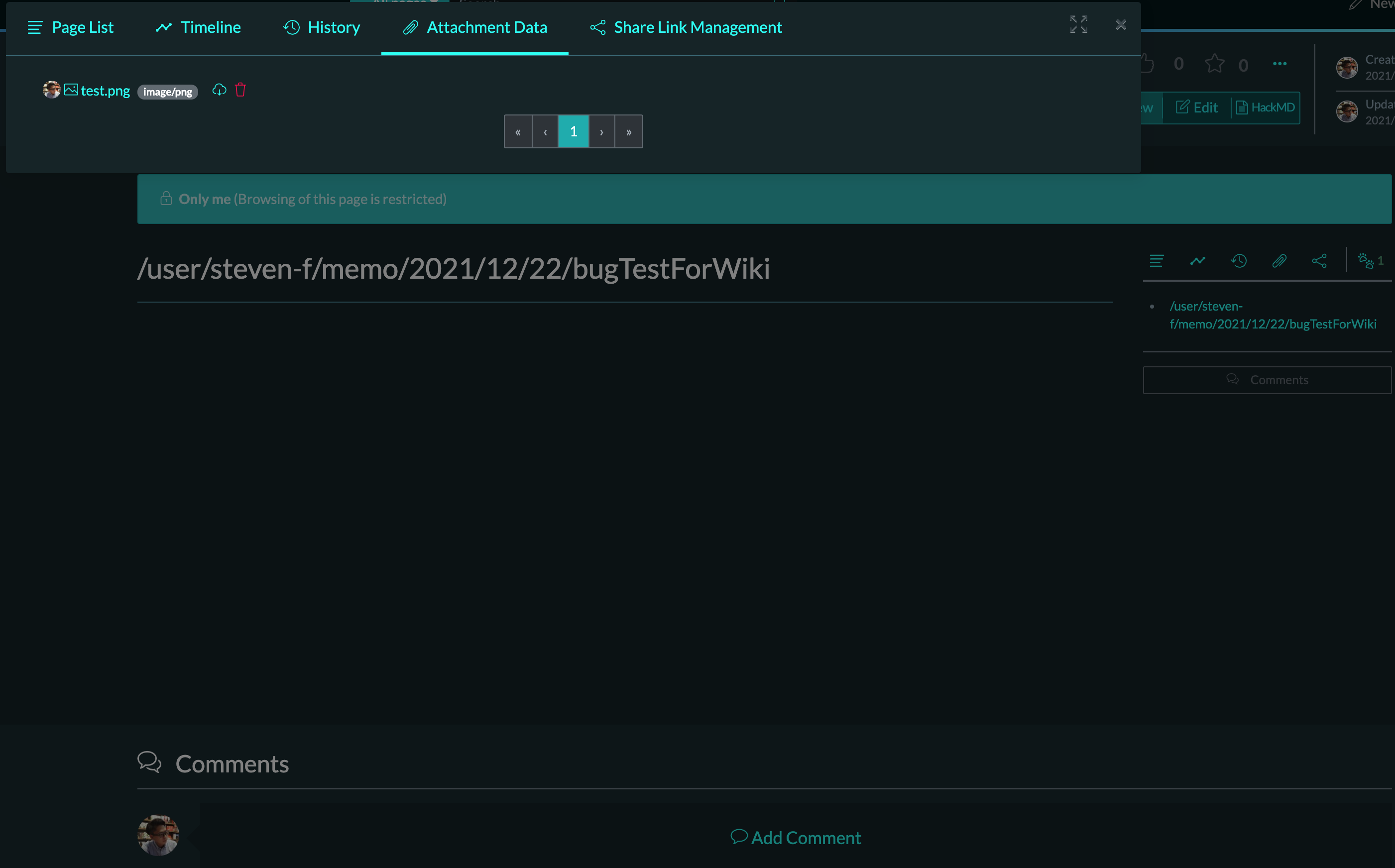 Bug: Attachments not showing up when uploaded to a new page · Issue #4985 · weseek/growi · GitHub