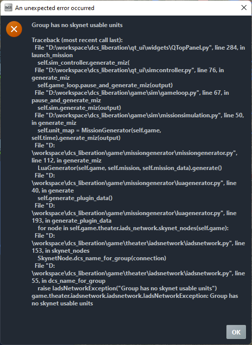 IADS Network error caused by dead groups · Issue #2537 · dcs-liberation/dcs_liberation · GitHub