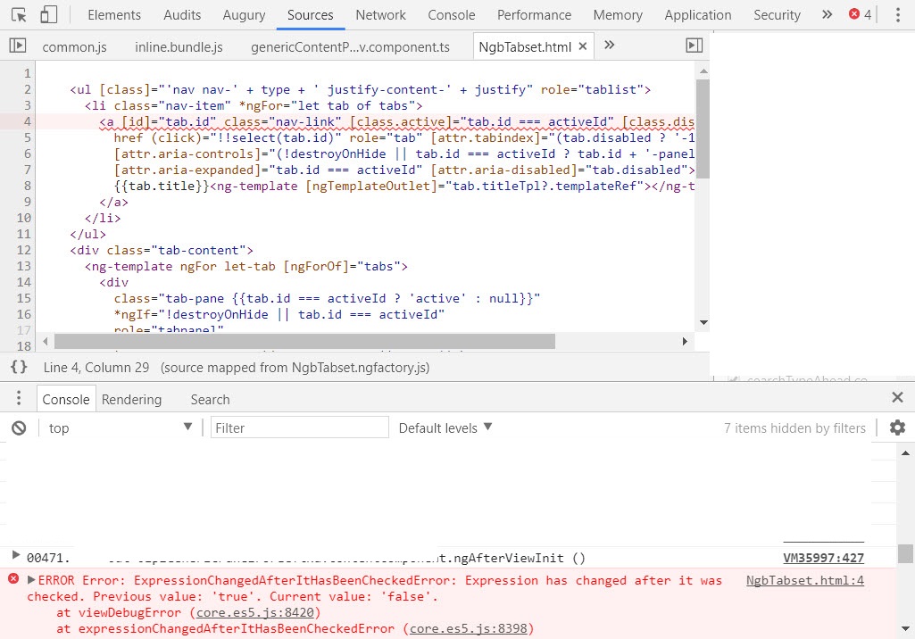 ngbtabset: ExpressionChangedAfterItHasBeenCheckedError: Expression has changed after it was ...