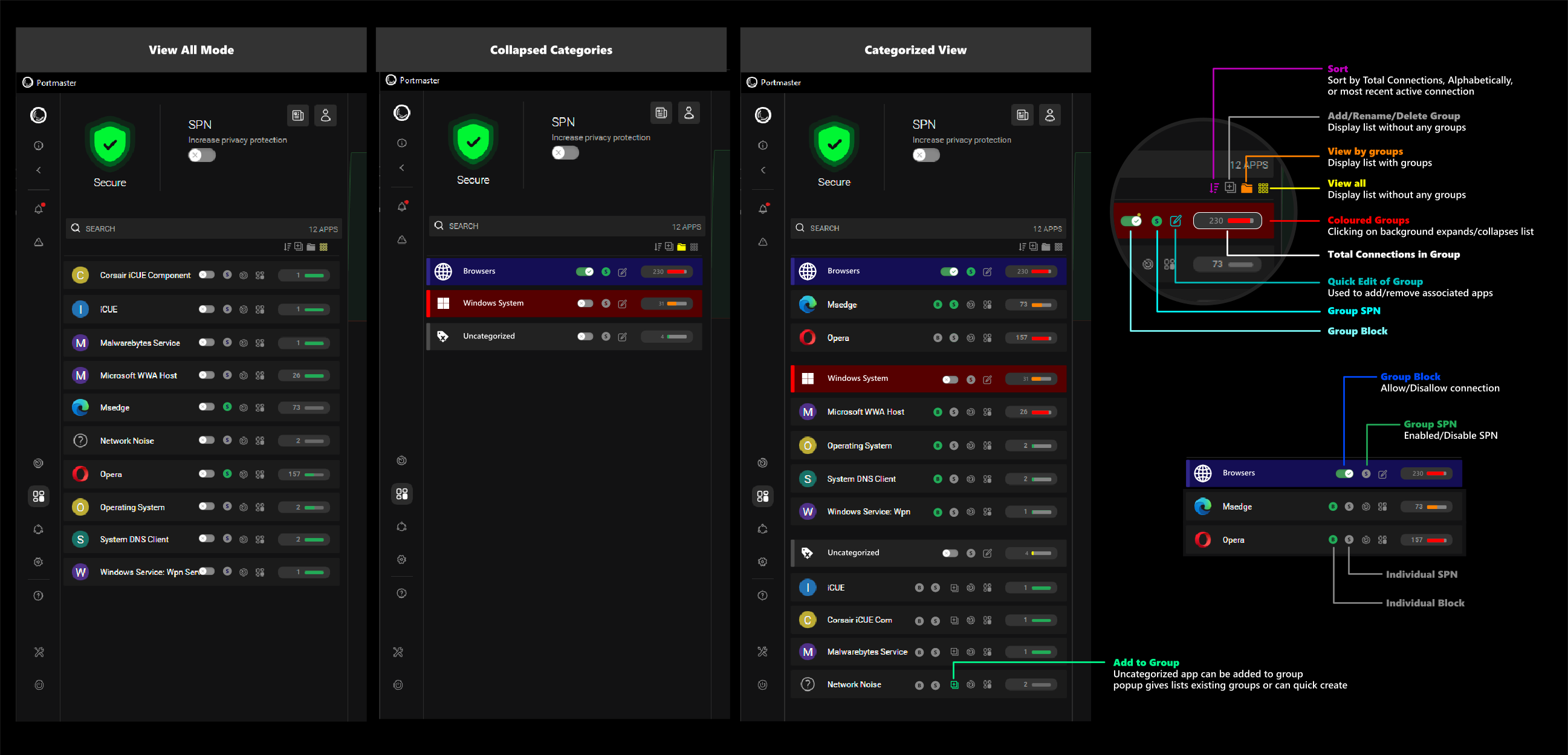 (GUI) Enchance Active Application Section · Issue #1066 · safing/portmaster · GitHub