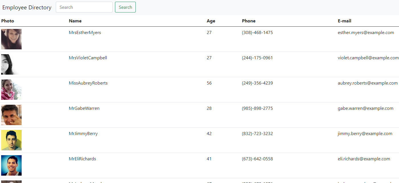 GitHub - KurtisJin/Employee-Directory: Be able to search employees and ...