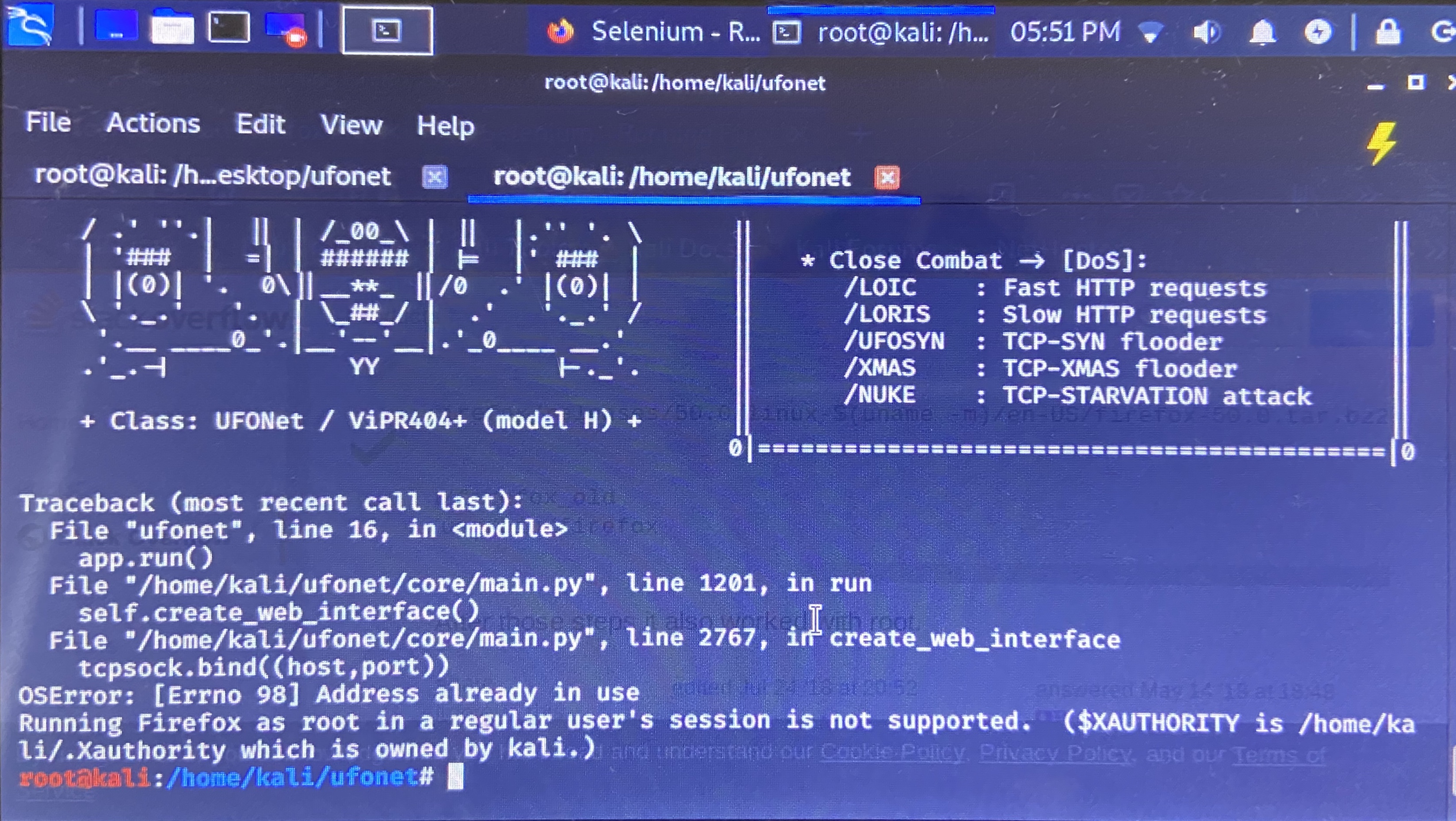 Error · Issue #248 · epsylon/ufonet · GitHub