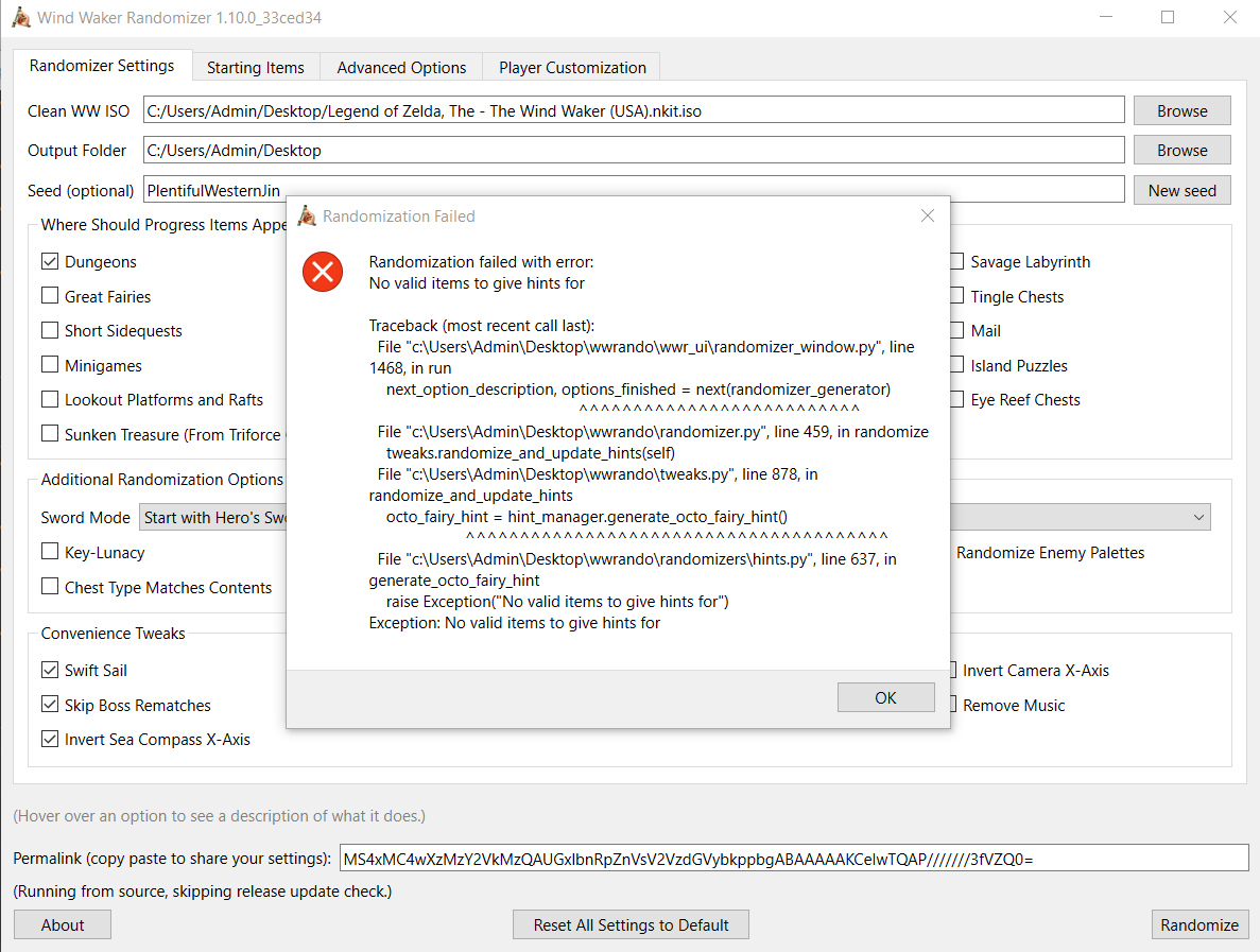 Randomizer crashes when starting with every item · Issue #329 · LagoLunatic/wwrando · GitHub