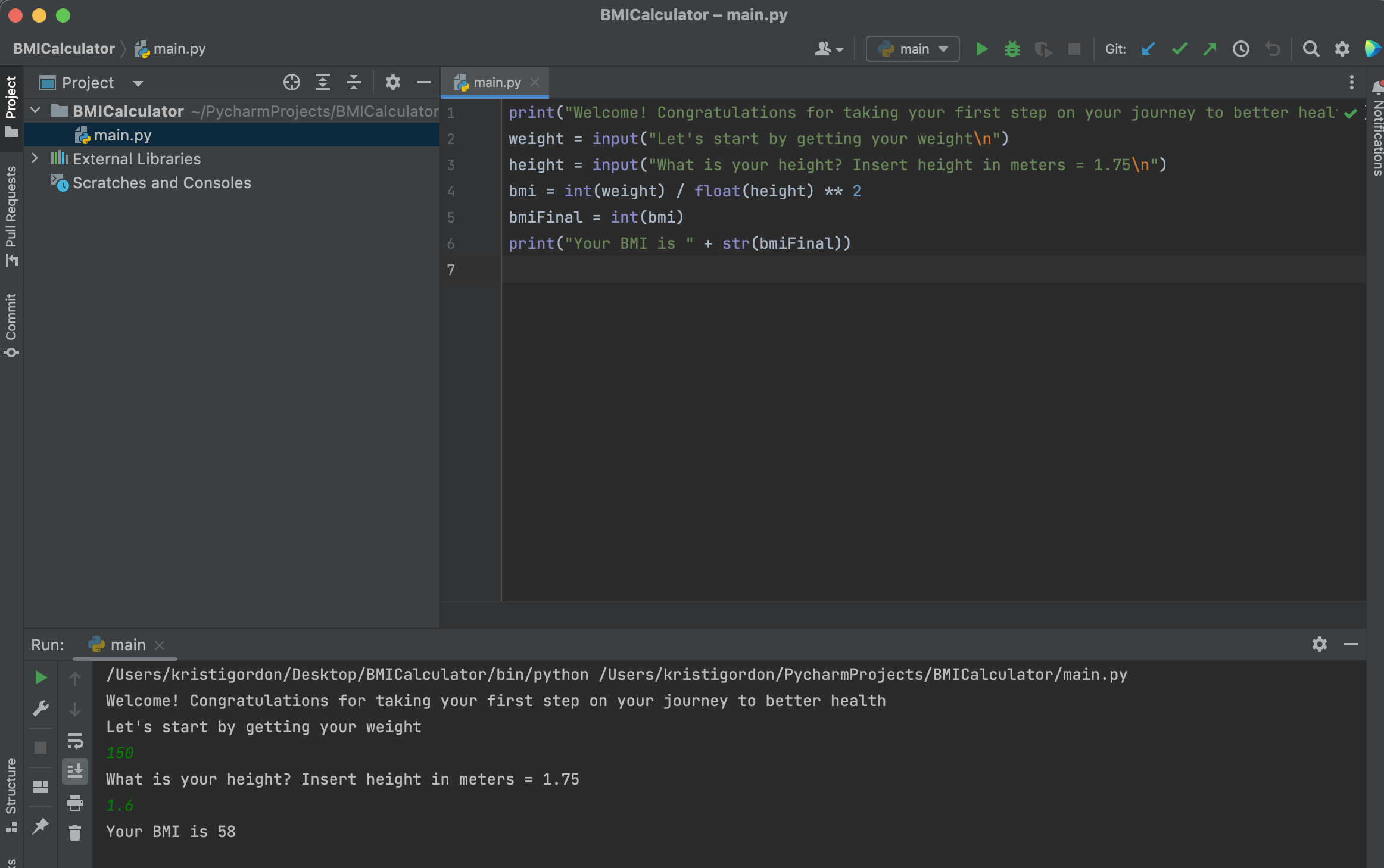 GitHub - kristigordon/BMICalculator: Created a program that can ...