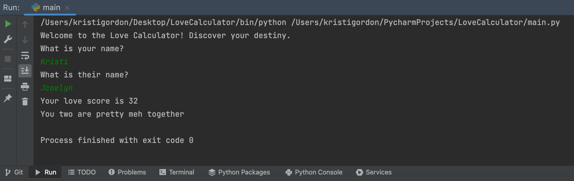 GitHub - kristigordon/LoveCalculator