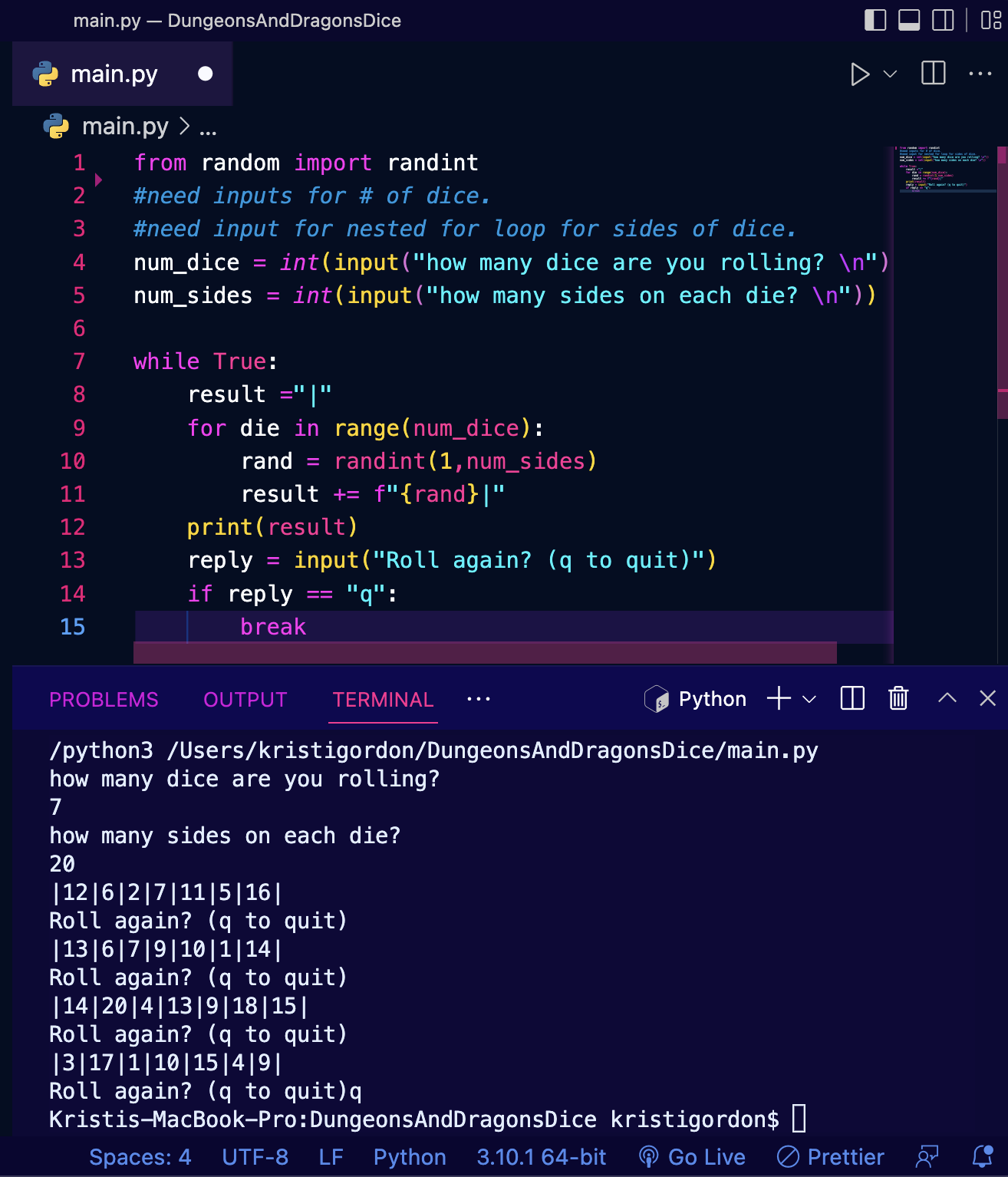 GitHub - kristigordon/DungeonsAndDragonsDice