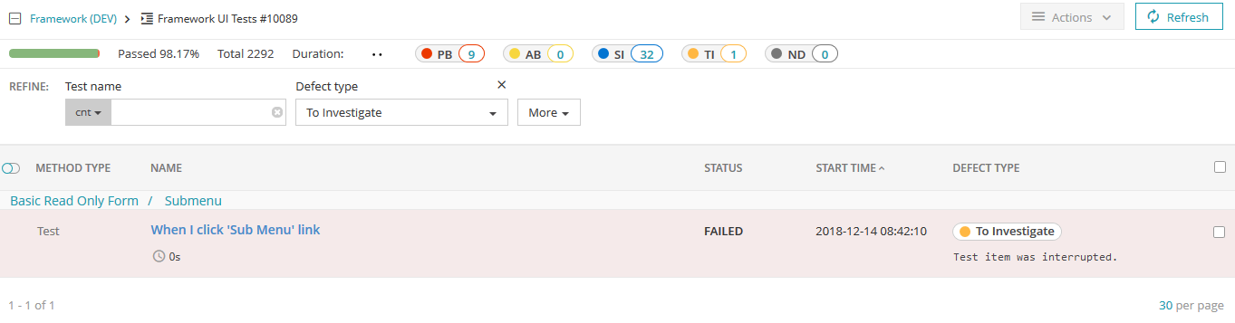 More graceful handling of displaying test failures on different levels ...