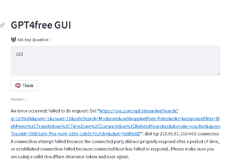 Unable to fetch the response, Please try again. · Issue #433 · xtekky/gpt4free · GitHub