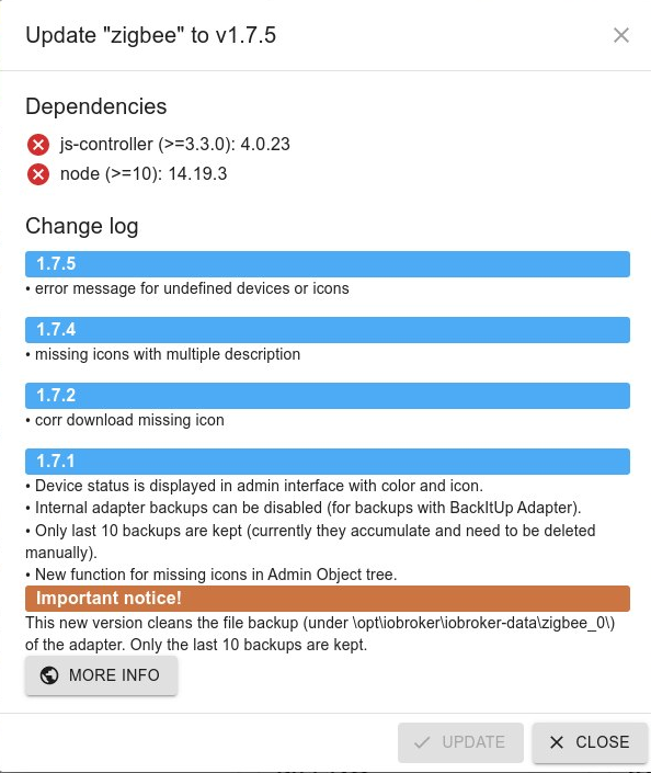 Admin 6: Update dependency checks broken · Issue #1490 · ioBroker/ioBroker.admin · GitHub