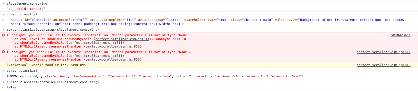 Cursor Classlist May Not Be Domtokenlist · Issue 113 · Goldenyz React Perfect Scrollbar · Github