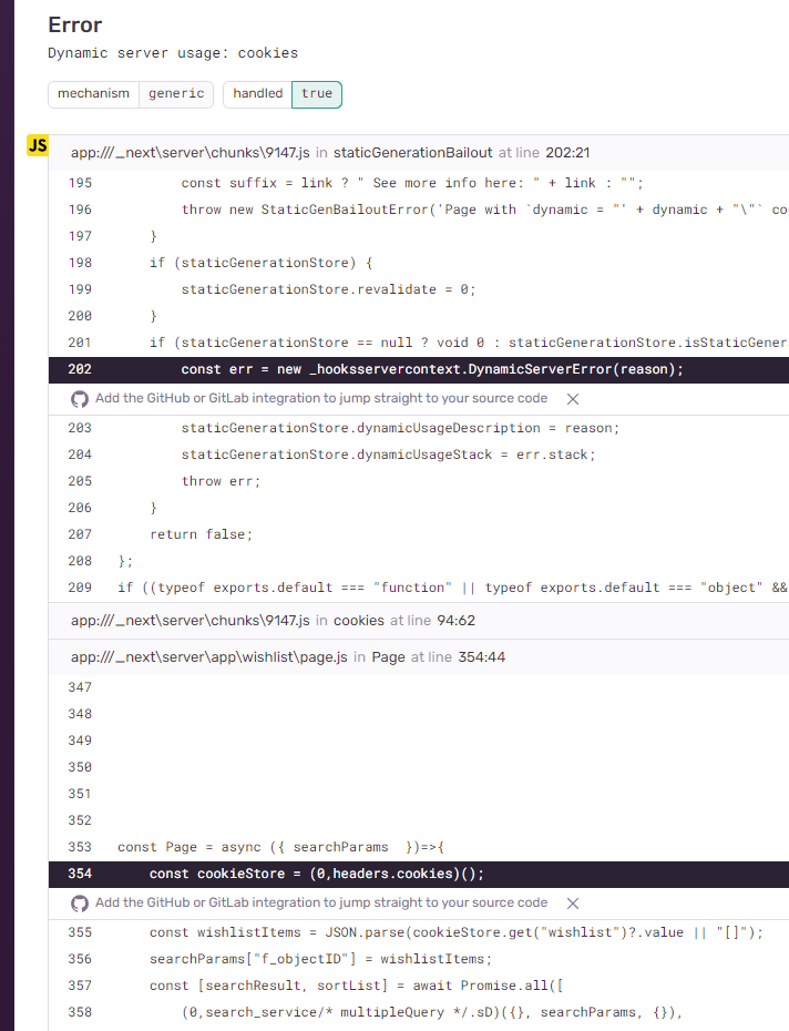 Dynamic Server Usage: Headers, Cookies or SearchParams · Issue #50634 ... Dynamic Server Usage: Headers, Cookies or SearchParams · Issue #50634 ...