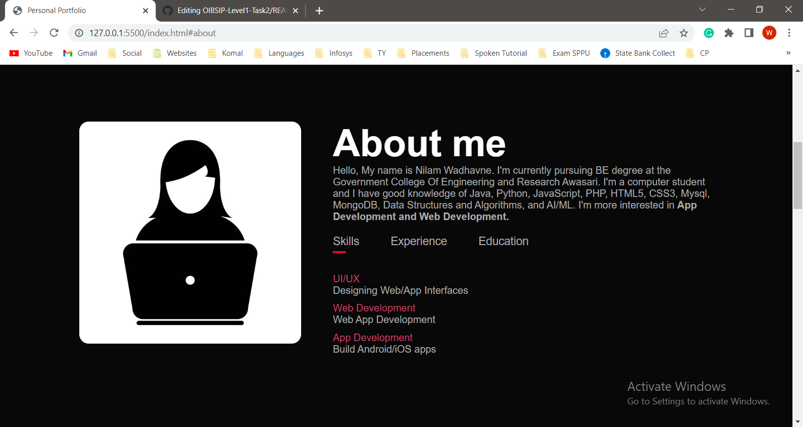 GitHub - Nilam1406/OIBSIP-Level1-Task2: This is my portfolio.