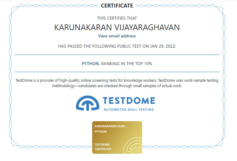 GitHub - karunakaran186/Test-Dome-python-solution