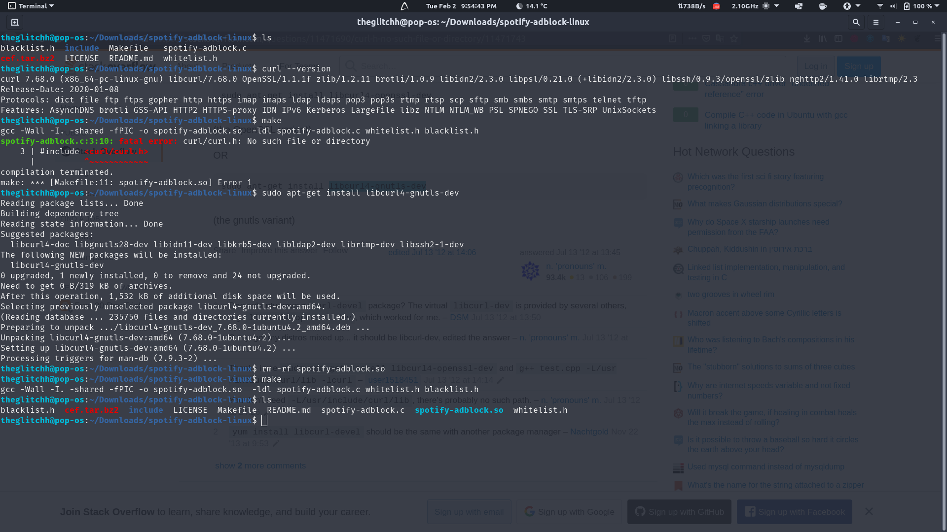 curl/curl.h: No such file or directory · Issue #99 · abba23/spotify-adblock-linux · GitHub