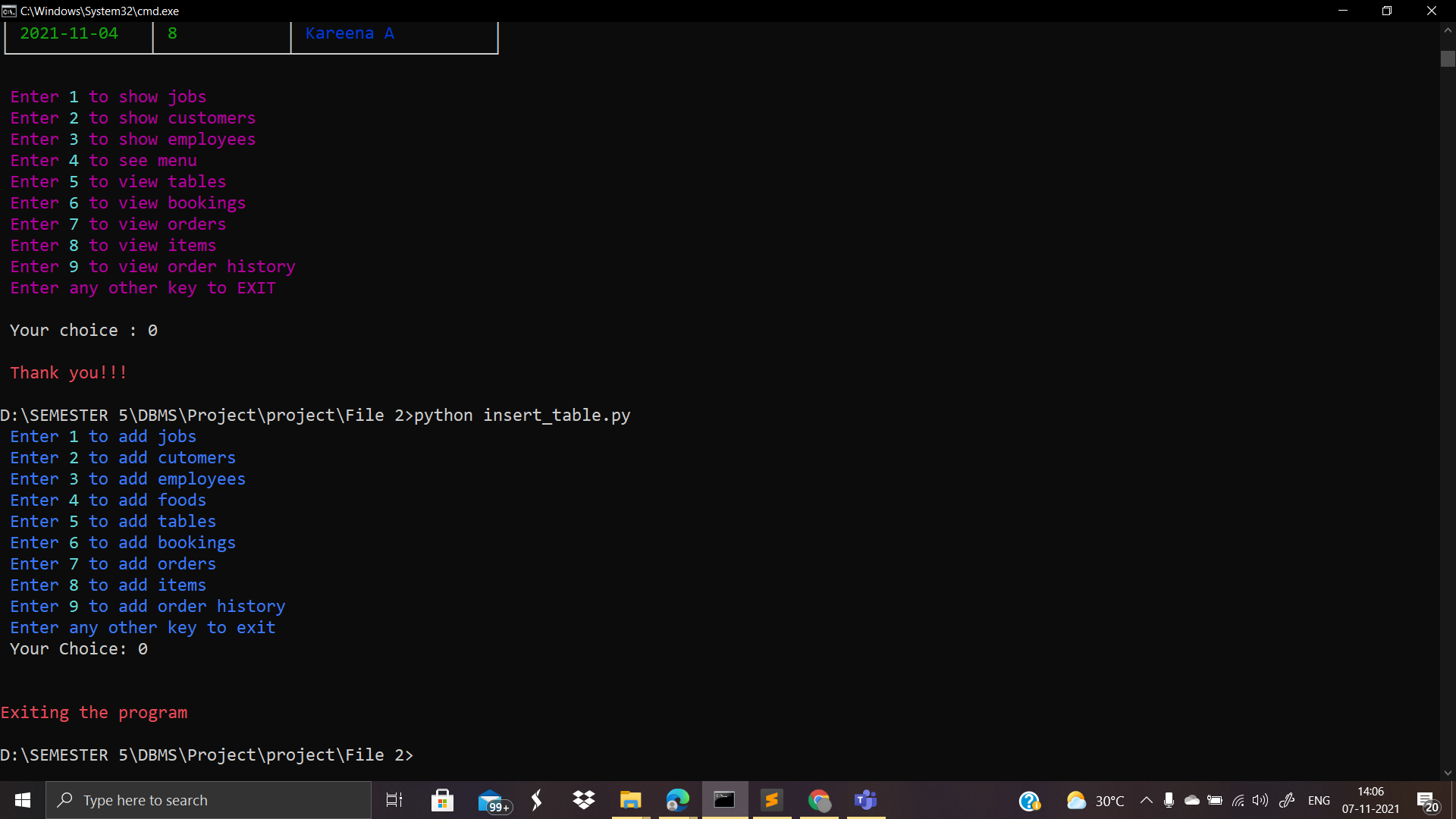 GitHub - anjalidofe/DBMS-Restaurant-Management-System