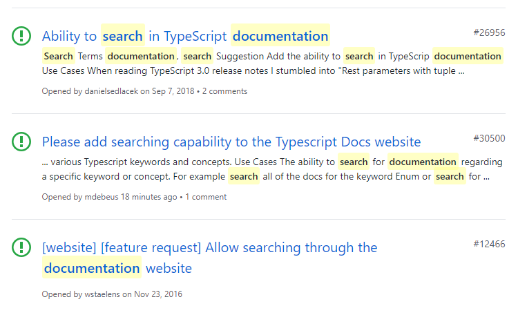 Please add searching capability to the Typescript Docs website · Issue ...