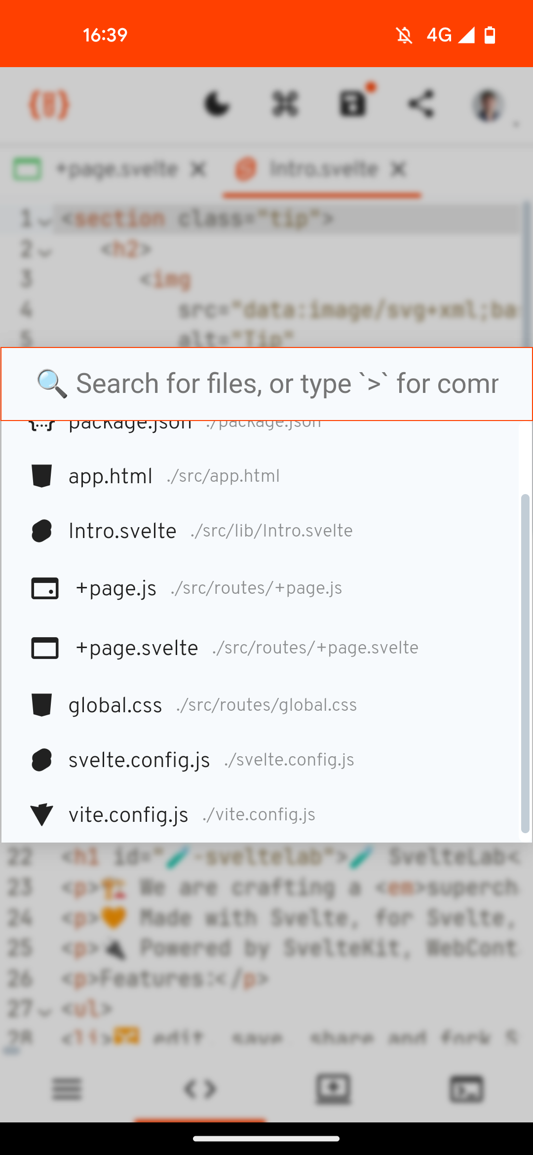 Bug: file icon color in command palette · Issue #128 · SvelteLab/SvelteLab · GitHub