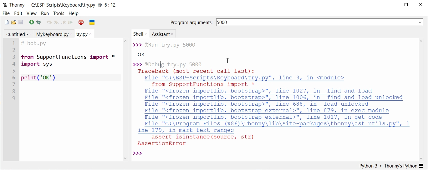 Script does not work with debugging · Issue #2246 · thonny/thonny · GitHub