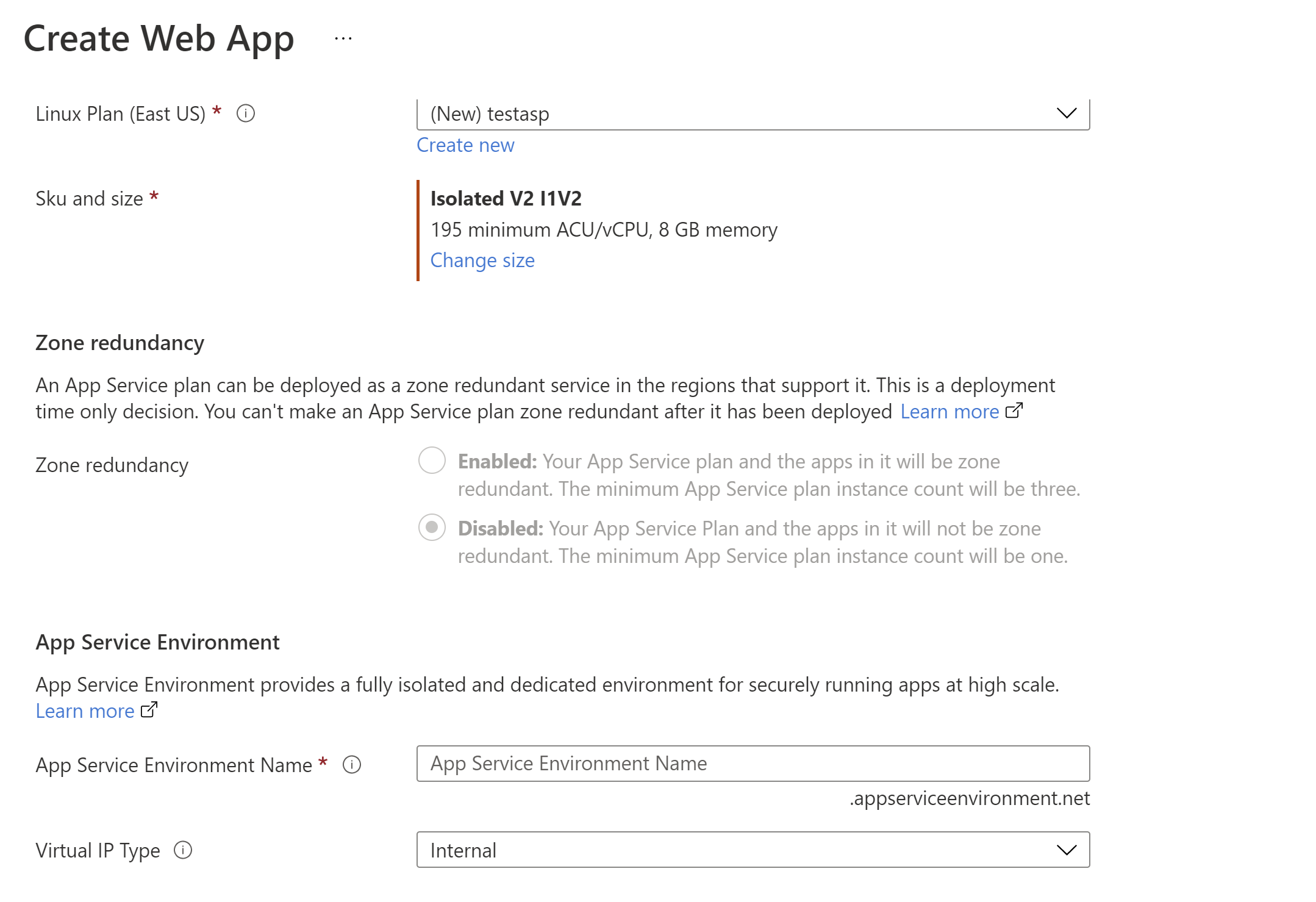 We Have Allowed To Create Ase When Create Web App Please Audit The Document Accordingly