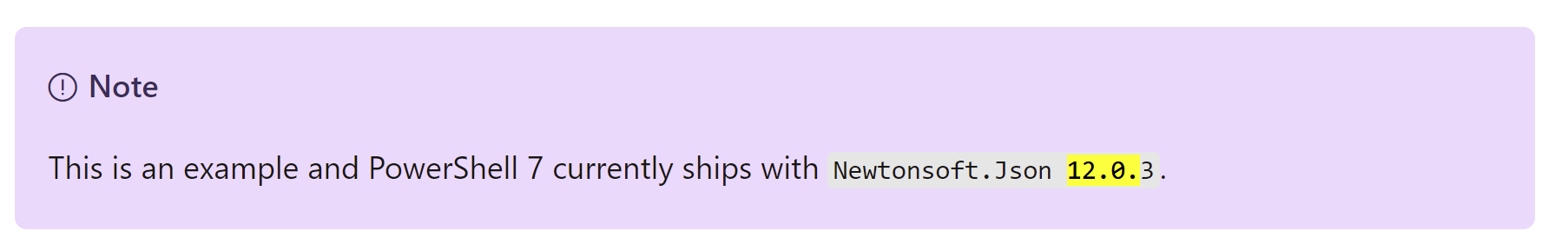 Powershell 7.2.5 has shipped with Newtonsoft.Json 13.0.1, but the note ...