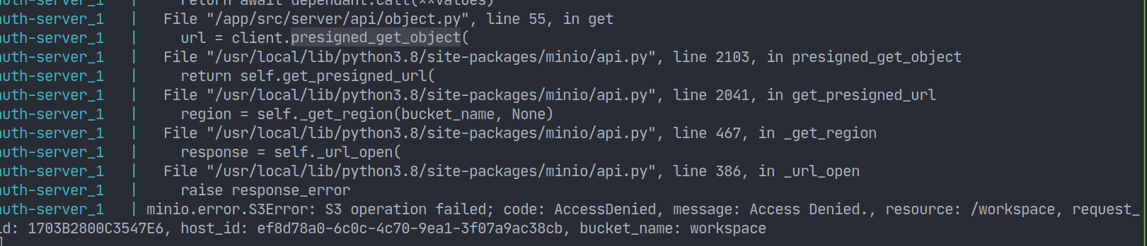 presigned_get_object failed with AccessDenied · Issue #1224 · minio ... presigned_get_object failed with AccessDenied · Issue #1224 · minio ...