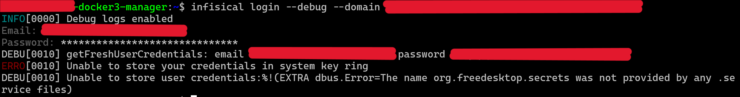 Unable to store infisical cli login credentials in Ubuntu Server 22.04 system keyring. · Issue ...