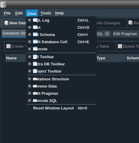 Poor View Menu Presentation · Issue #1899 · sqlitebrowser/sqlitebrowser · GitHub