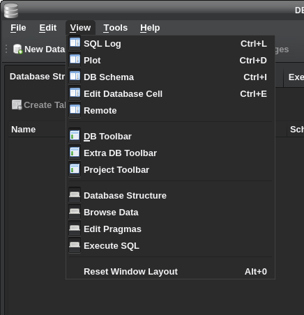 Poor View Menu Presentation · Issue #1899 · sqlitebrowser/sqlitebrowser · GitHub