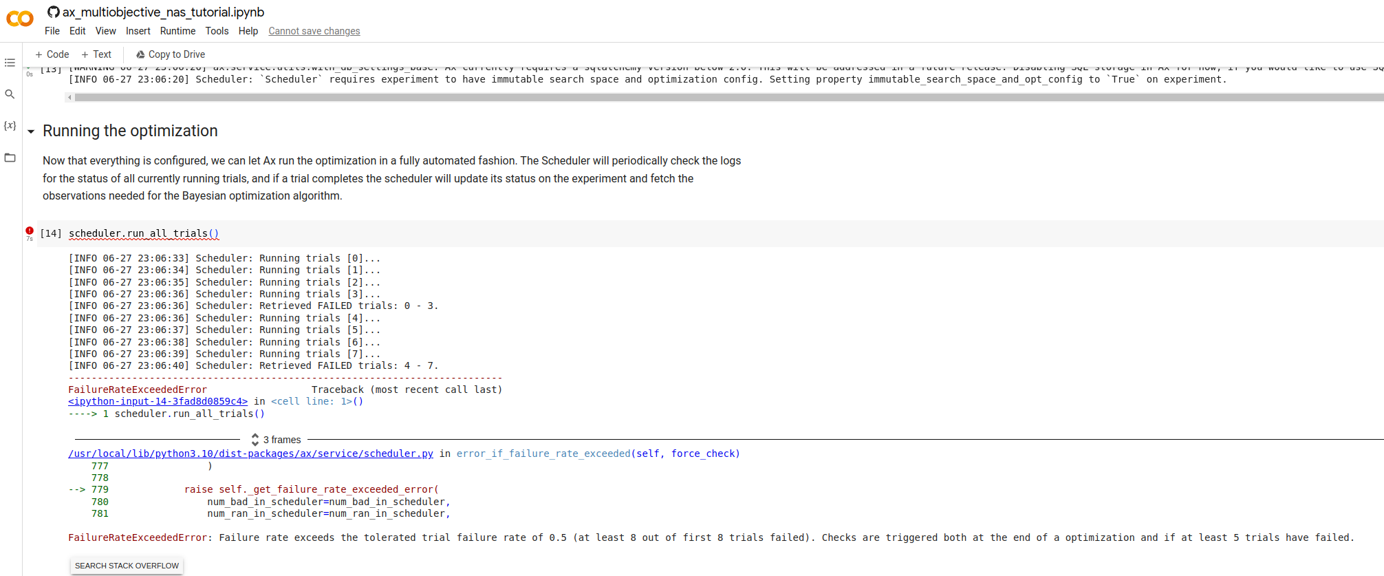[BUG] - ax_multiobjective_nas_tutorial.ipynb fails · Issue #2493 · pytorch/tutorials · GitHub