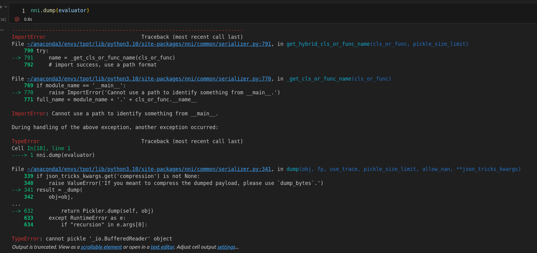 ImportError: Cannot use a path to identify something from __main__ ...
